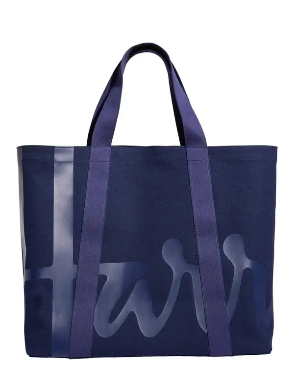 Harrods Large Cotton Logo Tote Bag - Navy