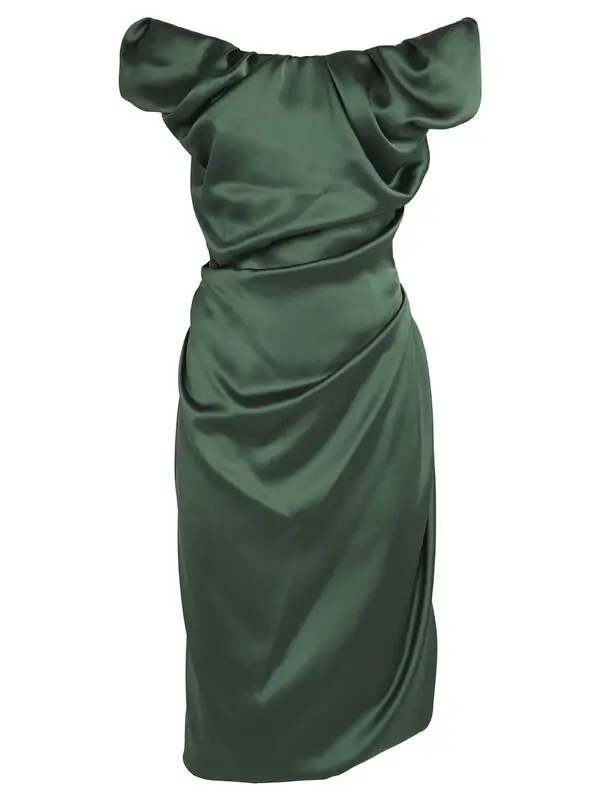 VIVIENNE WESTWOOD Satin Ginnie Amber Midi Dress - Green