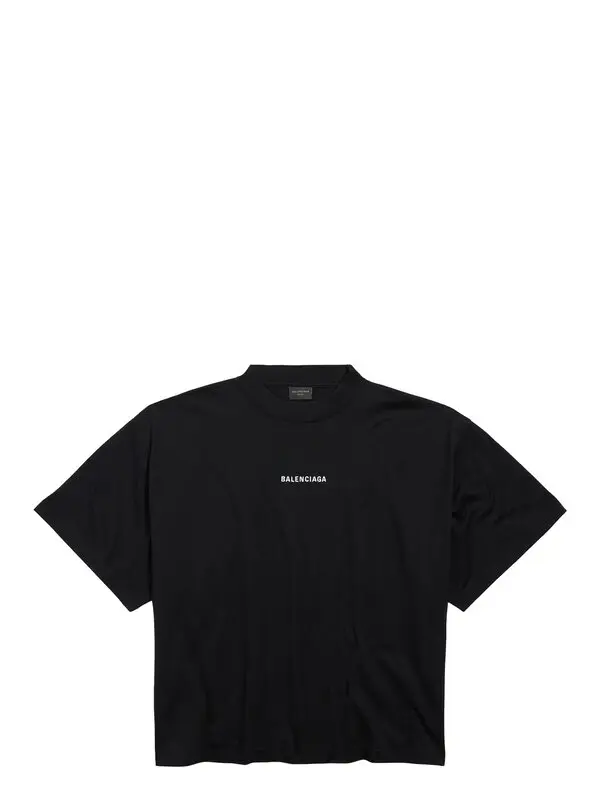 Balenciaga Logo Cropped T-shirt - Black