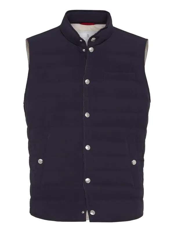Brunello Cucinelli Bonded Taffeta Down Gilet - Blue