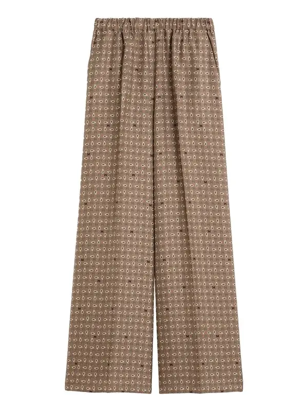 Max Mara Silk Twill Printed Wide-leg Trousers - Brown