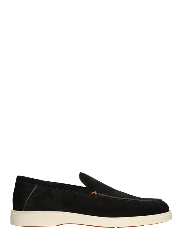 Santoni Suede Detroit Loafers - Black