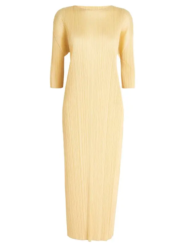 Issey Miyake Merry Bicolor Midi Dress - Beige