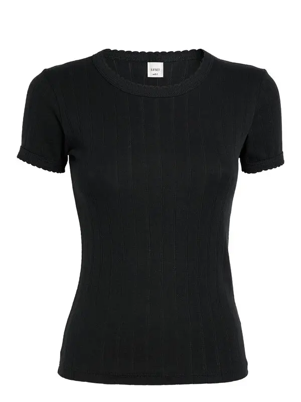 LESET Slim Fit Pointelle T-shirt - Black