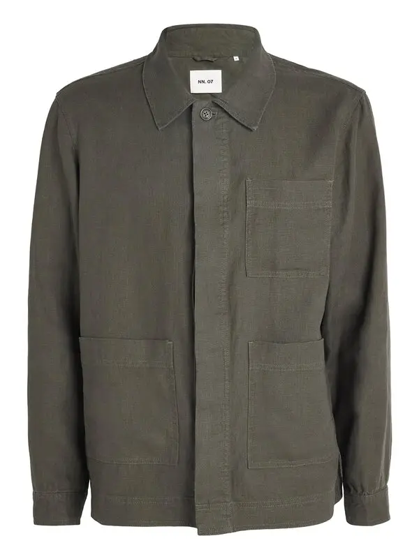 Nn07 Linen Olav Button-up Shirt - Green