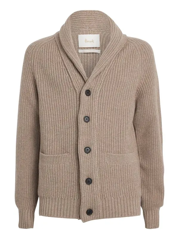 Harrods Cashmere Shawl-collar Cardigan - Brown
