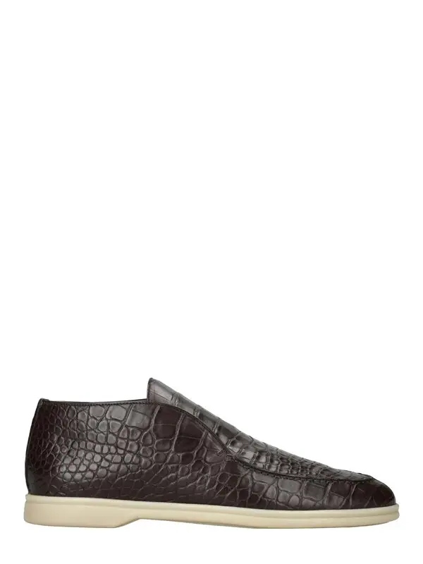 BROTINI Alligator Skin Ankle Boots - Brown