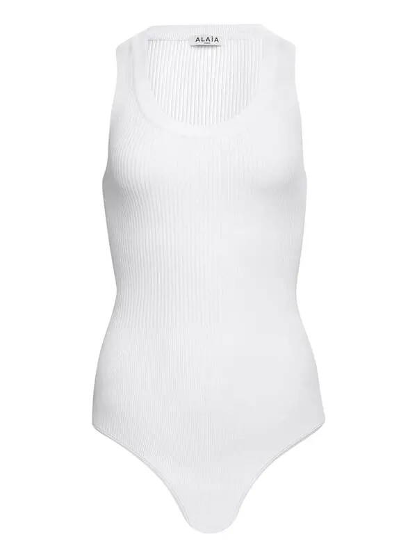 Alaïa Scoop-neck Tank Bodysuit - White