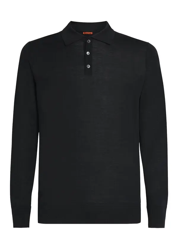 Barena Venezia Merino Knit Polo Shirt - Black