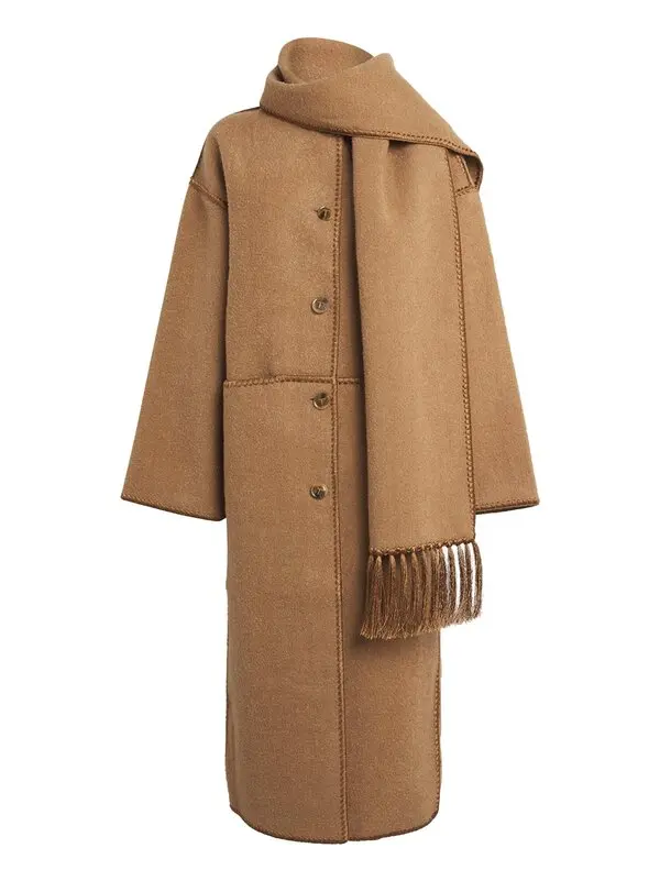 TOTEME Wool-blend Longline Coat With Scarf - Brown