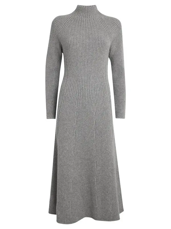 Johnstons Of Elgin Cashmere-blend Ribbed Midi Knitted Dress - Grey