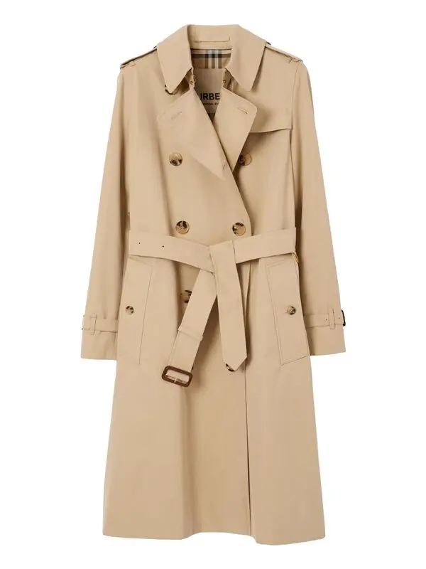 Burberry Gabardine Kensington Long Trench Coat - Yellow