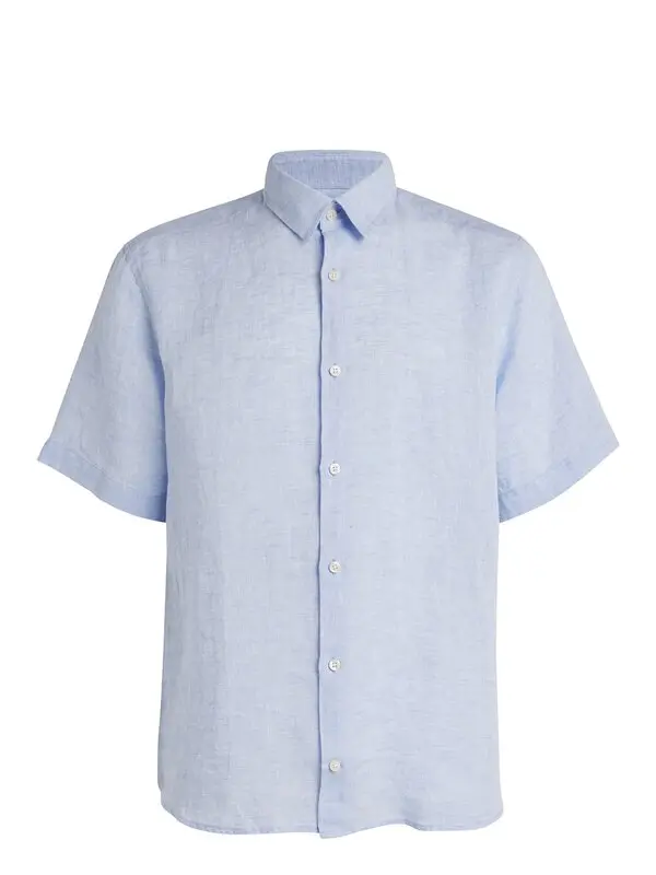 Frescobol Carioca Linen Castro Short-sleeve Shirt - Blue