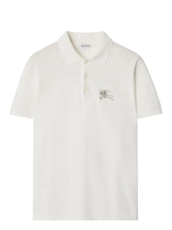 Burberry Embroidered Metallic Ekd Polo Shirt - White