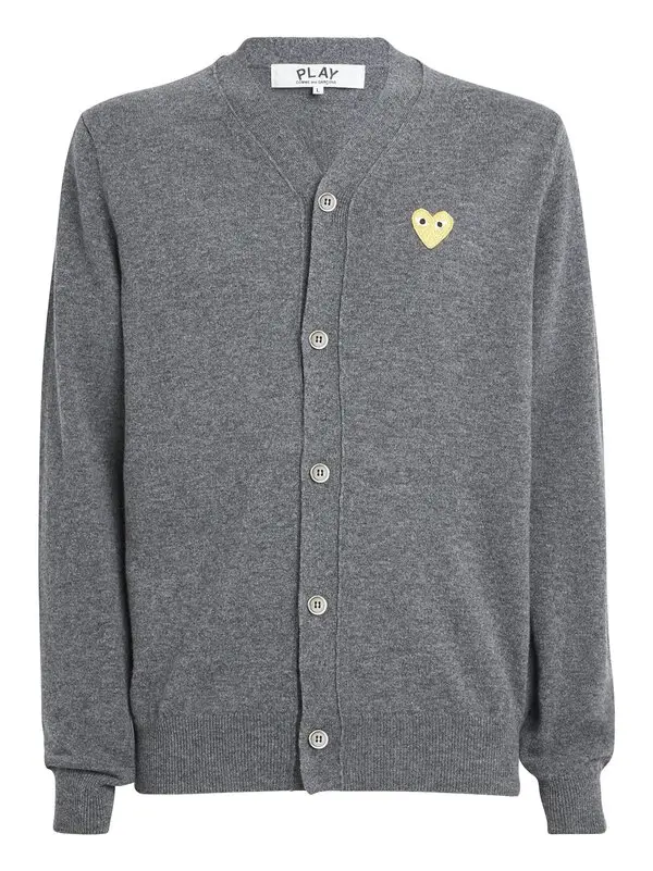 Play Comme Des Garcon Wool Heart Cardigan - Grey