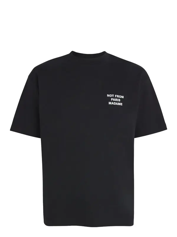 Drole De Monsieur Cotton Slogan T-shirt - Black