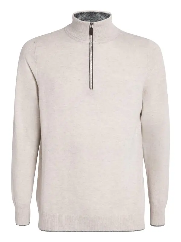 N.peal Cashmere Quarter-zip Carnaby Sweater - Grey