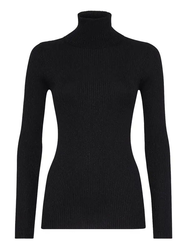 Brunello Cucinelli Cashmere-silk Blend Rollneck Sweater - Black