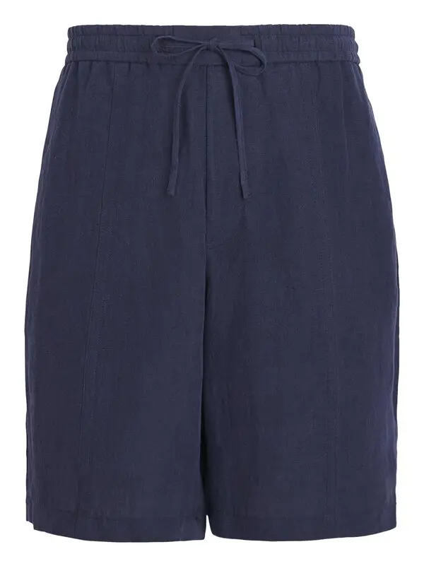 Emporio Armani Linen Bermuda Shorts - Blue