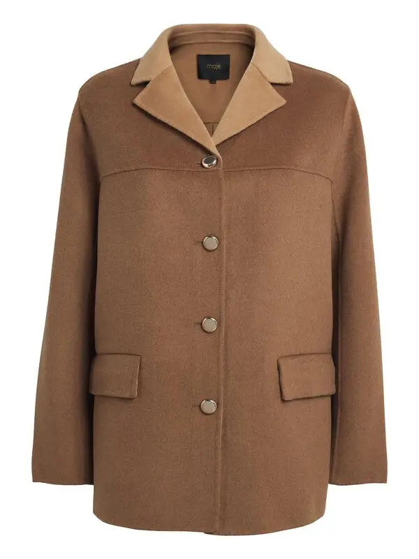 Maje Wool-blend Double-faced Coat - Brown