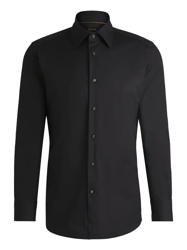 BOSS Stretch-cotton Slim Shirt - Black