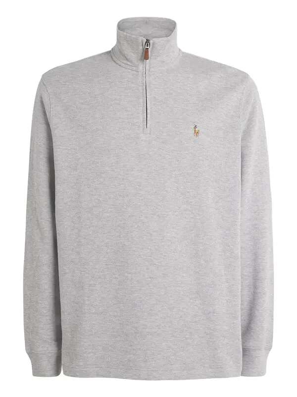 Polo Ralph Lauren Cotton Logo Quarter-zip Sweater - Grey