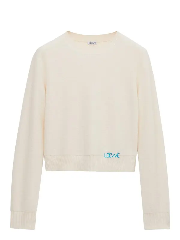 Loewe Wool-blend Embroidered Sweater - Beige