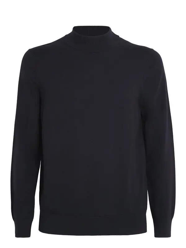 Sandro Wool High-neck Sweater - Blue