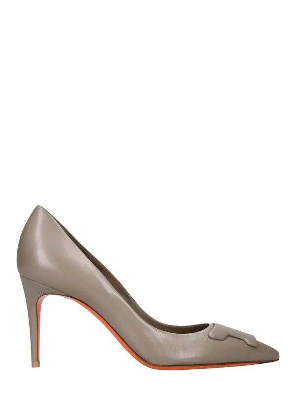 Santoni Leather Sibille 85 Pumps - Grey