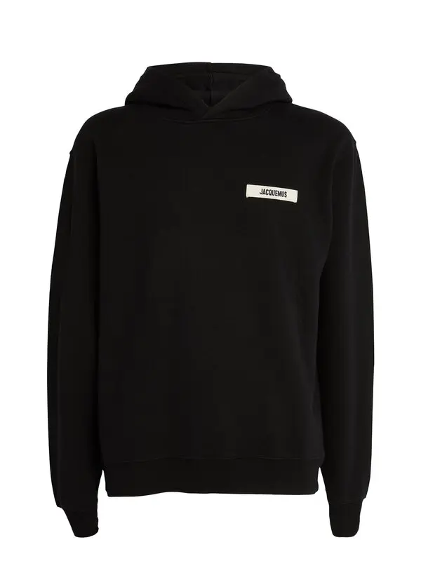 Jacquemus Grosgrain Logo Boxy Hoodie - Black