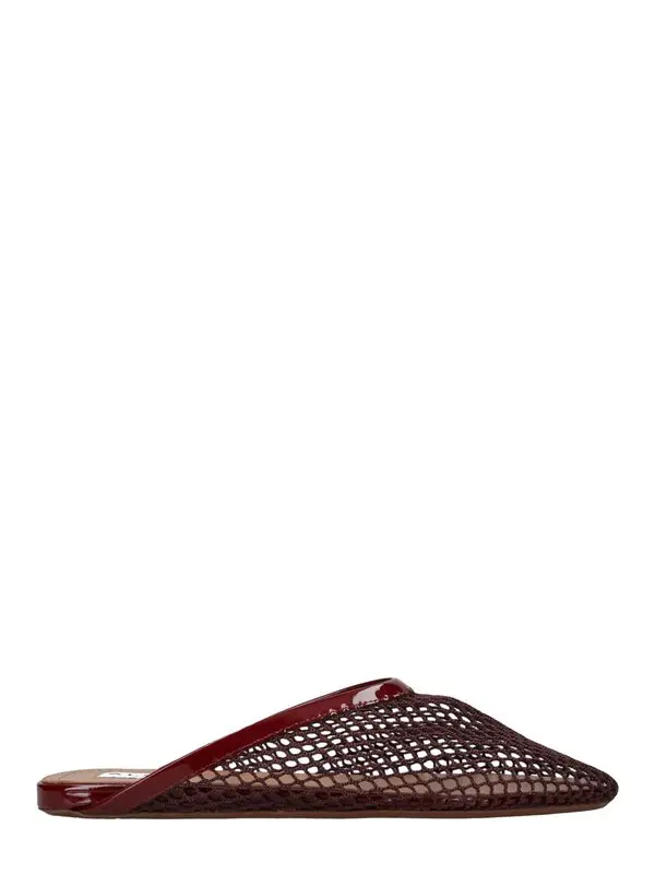 Alaïa Flat Fishnet Mules - Burgundy