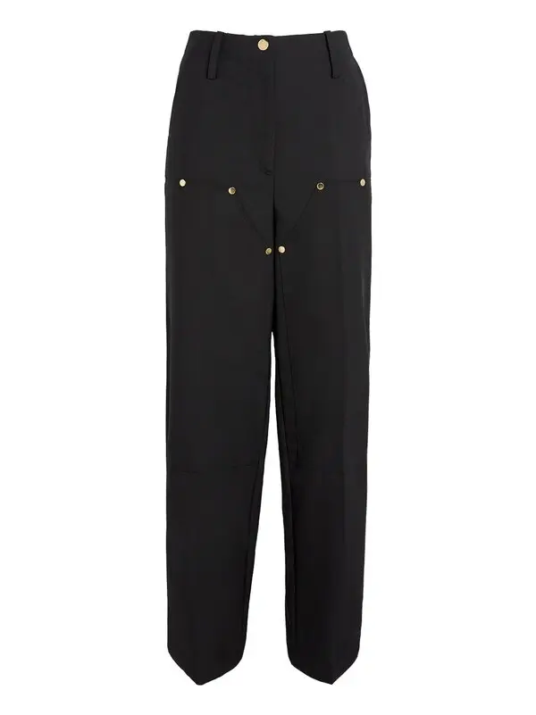 Sandro Wool-blend Straight Leg Trousers - Black