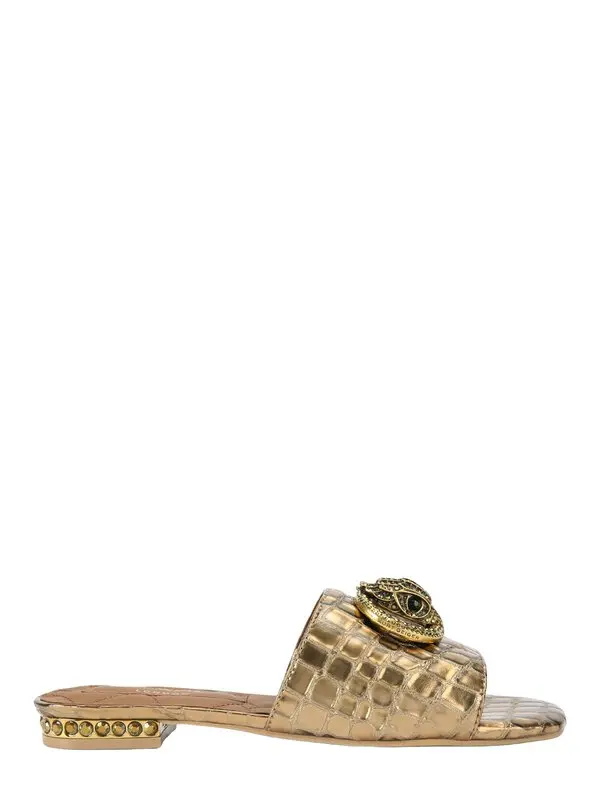 Kurt Geiger Leather Chelsea Flat Sandals - Gold