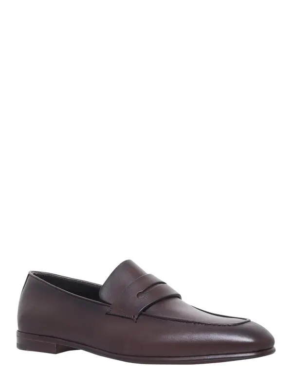 Zegna Leather Asola Penny Loafers - Brown