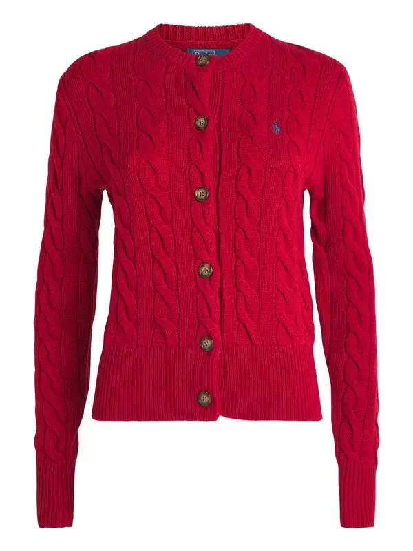 Polo Ralph Lauren Wool-cashmere Cable-knit Cardigan - Red