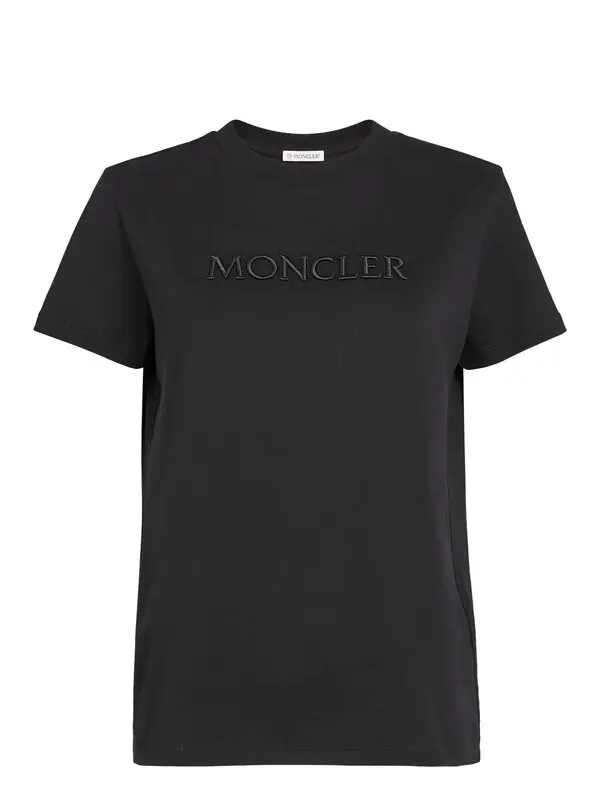 Moncler Embroidered Tonal Logo T-shirt - Black