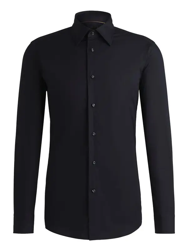 BOSS Stretch-cotton Slim Shirt - Navy
