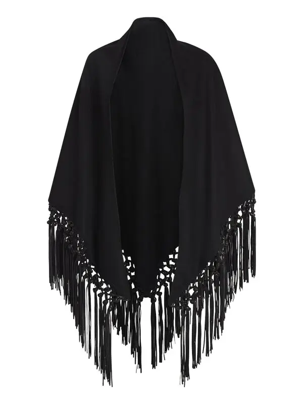 Colombo Cashmere And Leather Fringe-trim Cape - Black