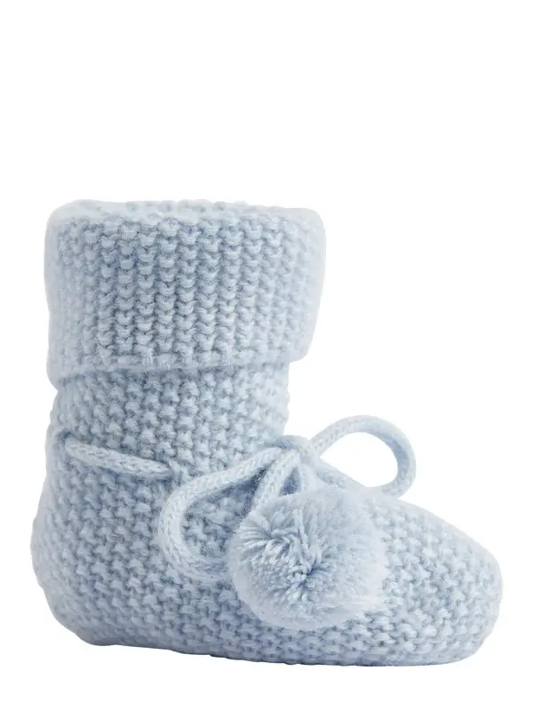 Trotters Pom-pom Booties - Blue