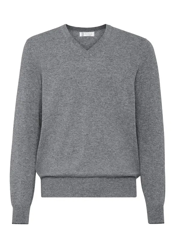 Brunello Cucinelli Cashmere V-neck Sweater - Grey