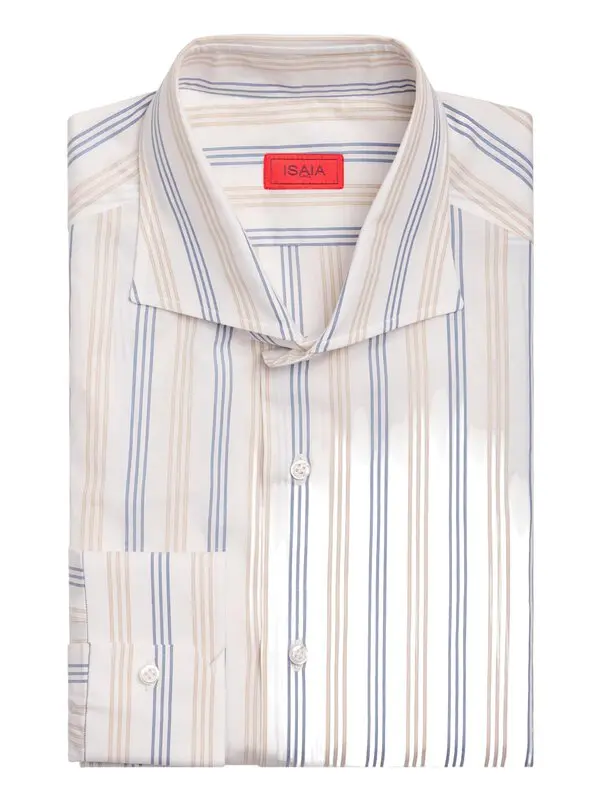 Isaia Cotton Stripe Dress Shirt - White