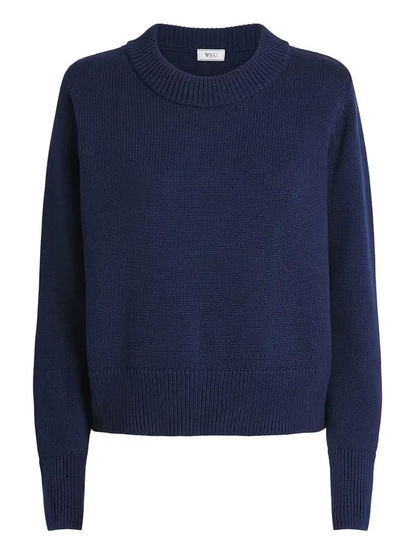 WITH NOTHING UNDERNEATH Wool Devon Sweater - Navy