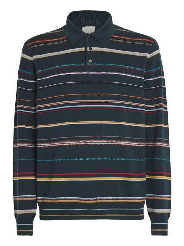 Paul Smith Merino Signature Stripe Polo Shirt - Green