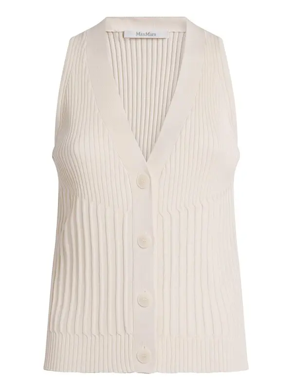 Max Mara Cotton-blend Knitted Waistcoat - White