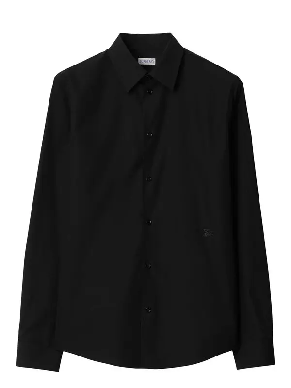 Burberry Cotton Ekd-embroidered Slim Shirt - Black