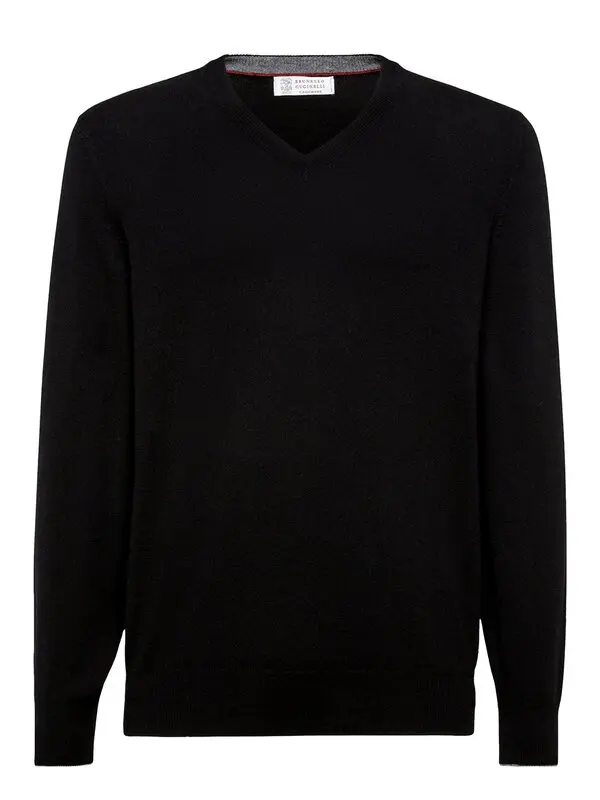 Brunello Cucinelli Cashmere V-neck Sweater - Black