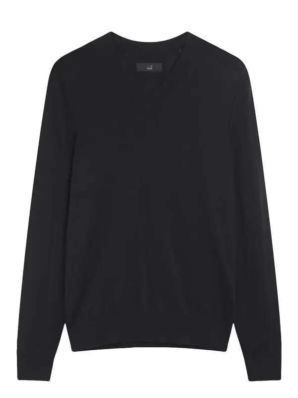 Dunhill Merino V-neck Sweater - Navy