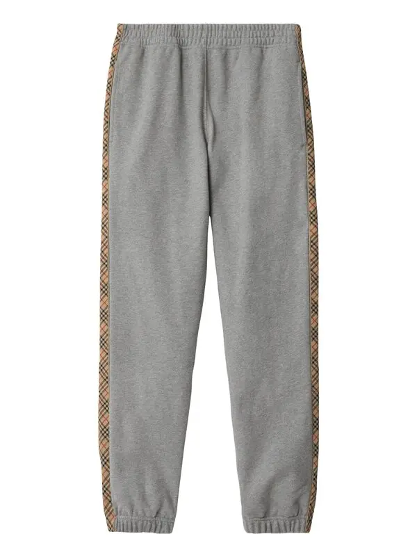 Burberry Cotton Check-stripe Slim Sweatpants - Grey