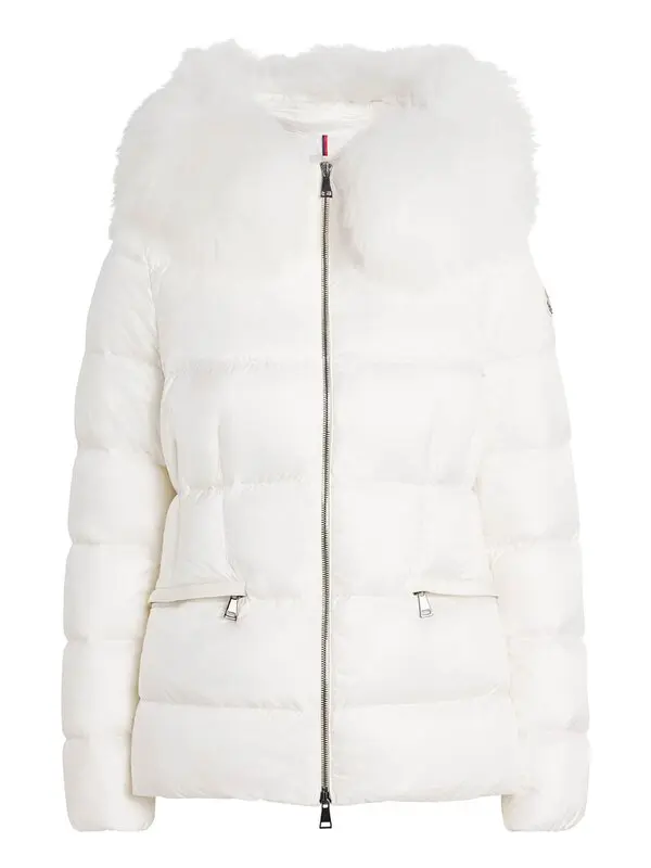 Moncler Shearling-trim Boed Puffer Jacket - White