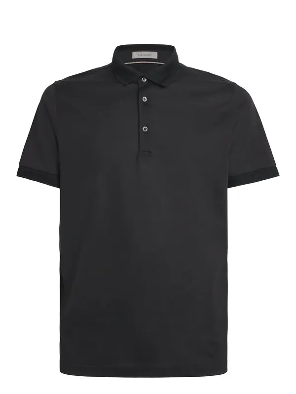 Corneliani Cotton Jersey Polo Shirt - Black